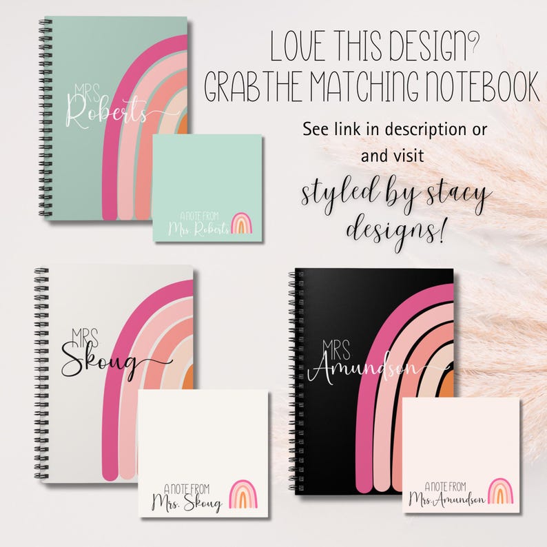 Personalized Teacher Notepad: Boho Rainbow Post-it® Notes - Etsy