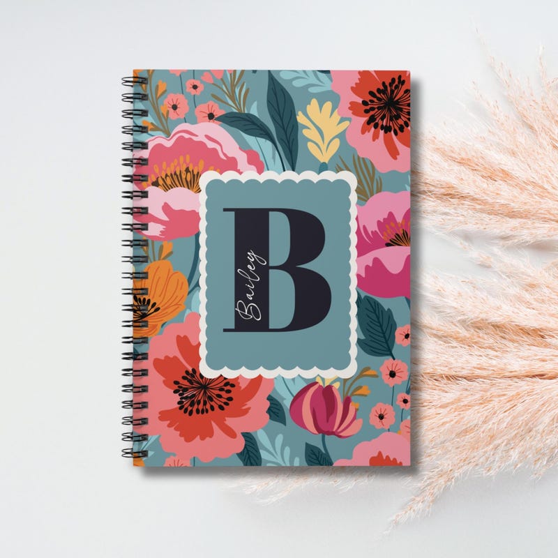 Monogram Floral Notebook - Etsy