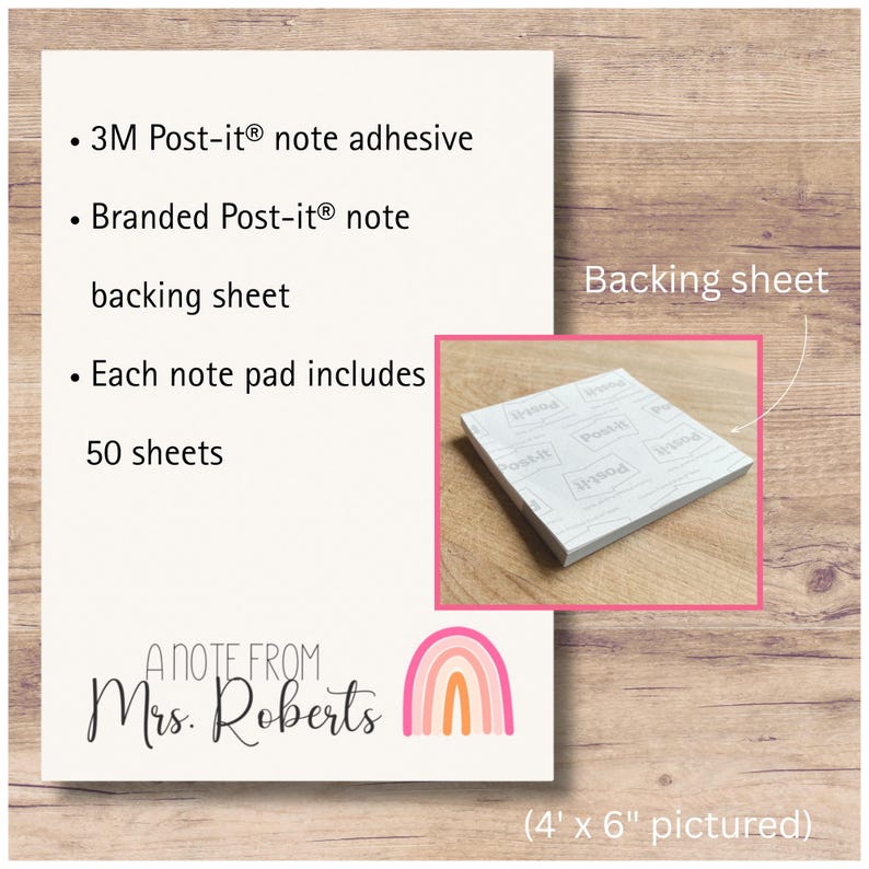 Personalized Teacher Notepad: Boho Rainbow Post-it® Notes - Etsy