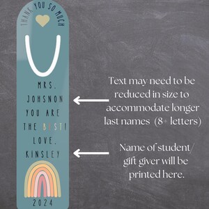 Custom Bookmark for Teacher, Christmas Gift for Teacher, Personalized ...