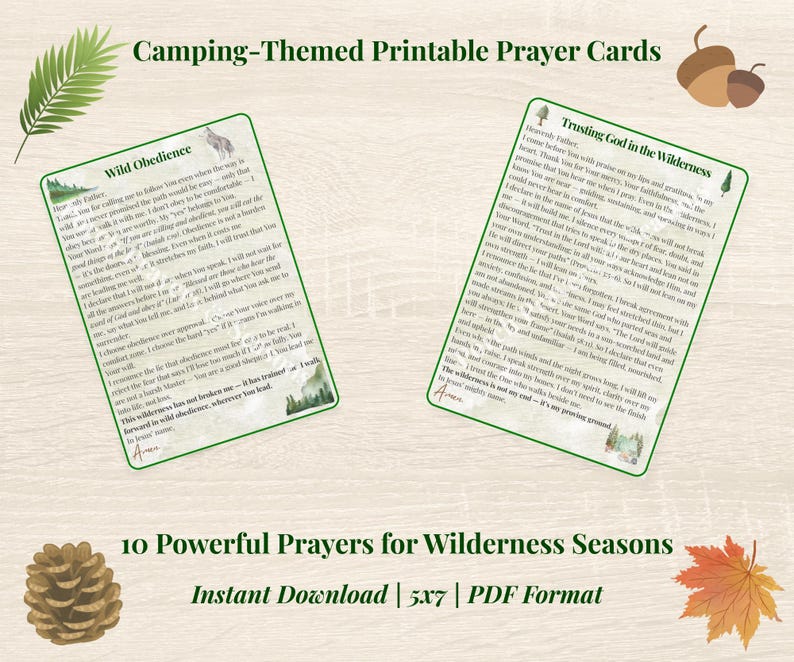 Camping Prayer Cards | Christian Devotional Printables (PDF Download ...