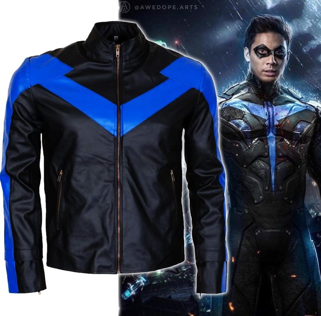 Nightwing Leather Jacket, Dick Grayson Cosplay Costume, Ideal for Comic ...