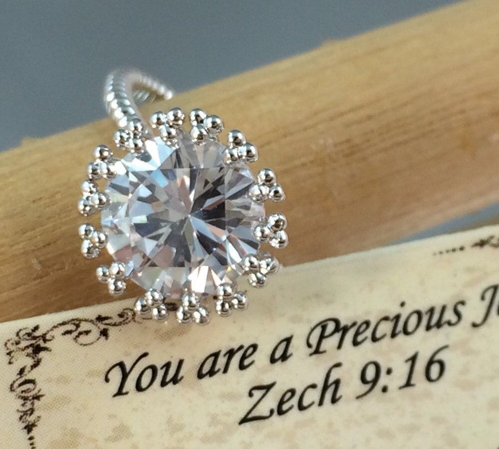 CZ Ring, Solitaire CZ Ring, Round Stone Ring - Etsy