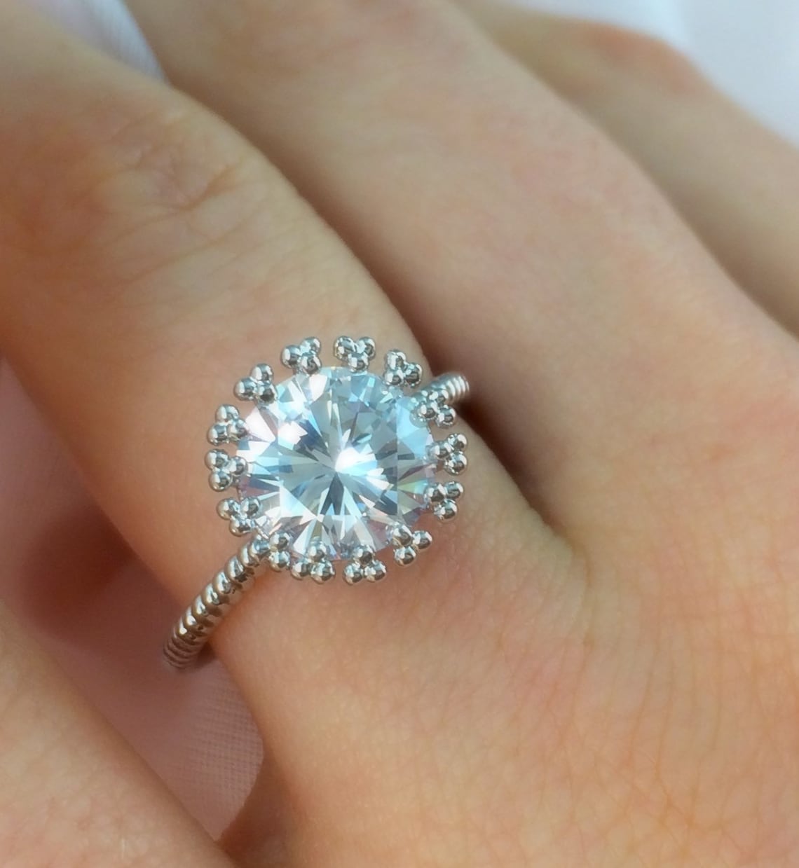 CZ Ring, Solitaire CZ Ring, Round Stone Ring - Etsy
