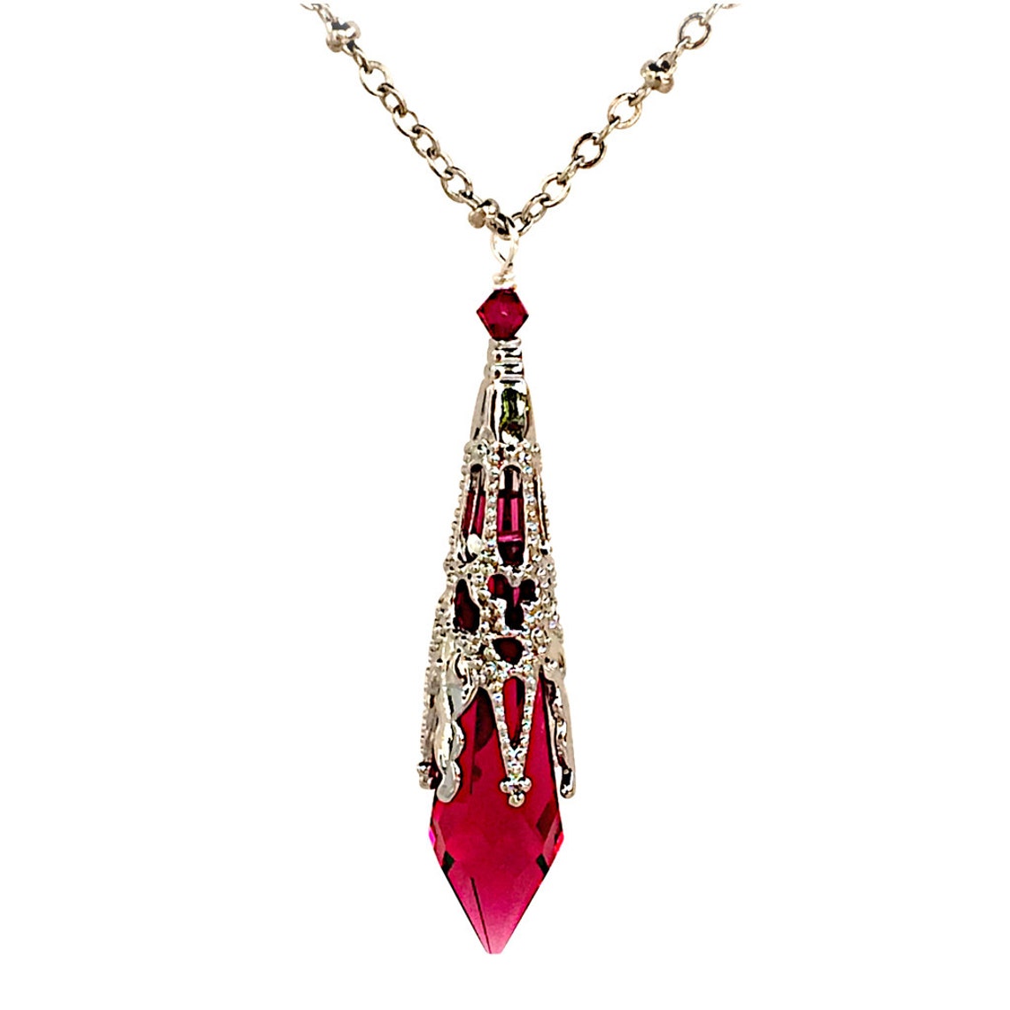 Romantic Red Icicle Crystal Pendant Necklace for Women Jewelry - Etsy