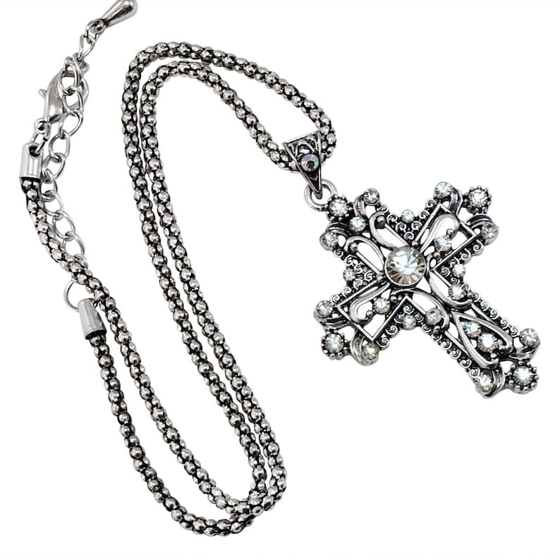 Vintage Rhinestone Cross Pendant Necklace for Women Faith - Etsy