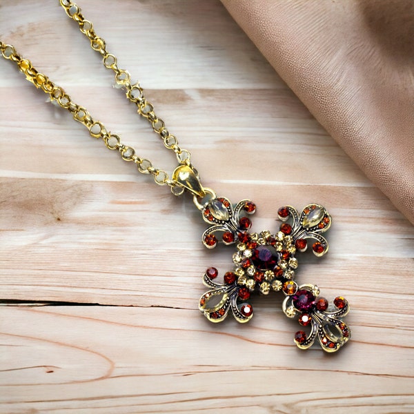 Vintage Cross Necklace - Etsy