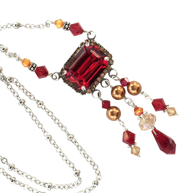 Romantic Red Pendant Crystal Lanyard Necklace Jewelry for - Etsy