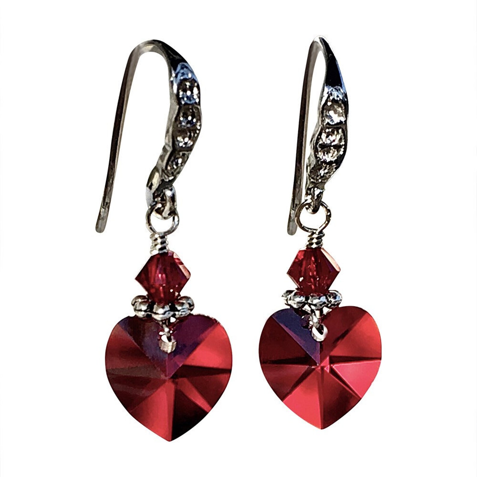 Red Heart Crystal Earrings for Women Jewelry Gift for Her - Etsy