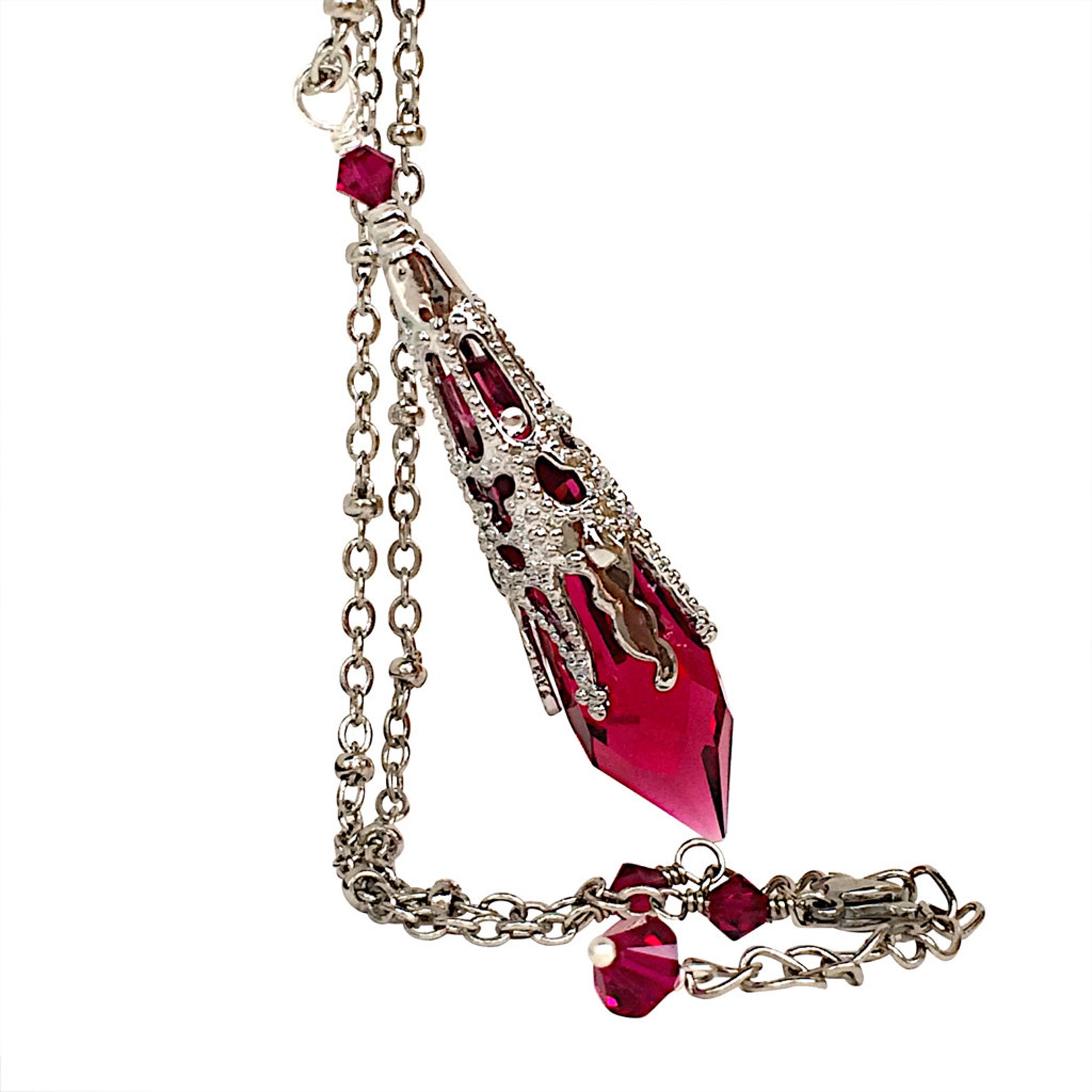 Romantic Red Icicle Crystal Pendant Necklace for Women Jewelry Gift for ...