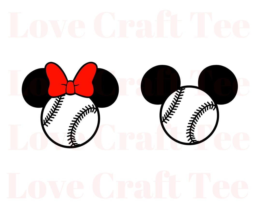 Mickey and Minnie Baseball SVG Bundle, Cute Sports Couple Cut Files for ...