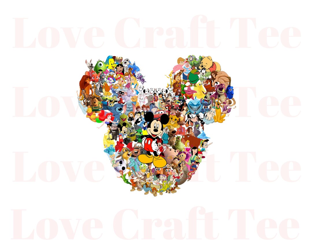 Disney Character Collage PNG, Mickey Mouse Head Png, Magical Printable ...