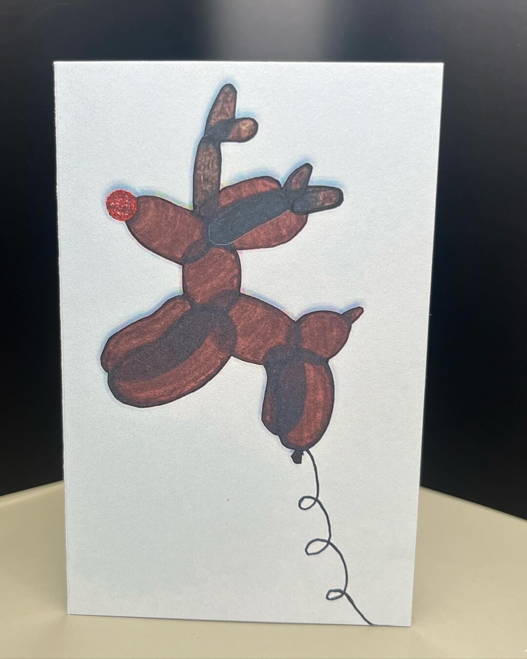 Rudolph the Red-nosed Balloon Card - Etsy