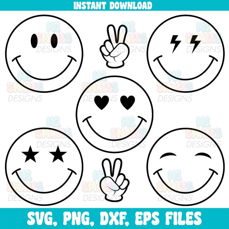 Smiley Face SVG Bundle Emoji Svg Happy Face Png Funny Face Svg ...