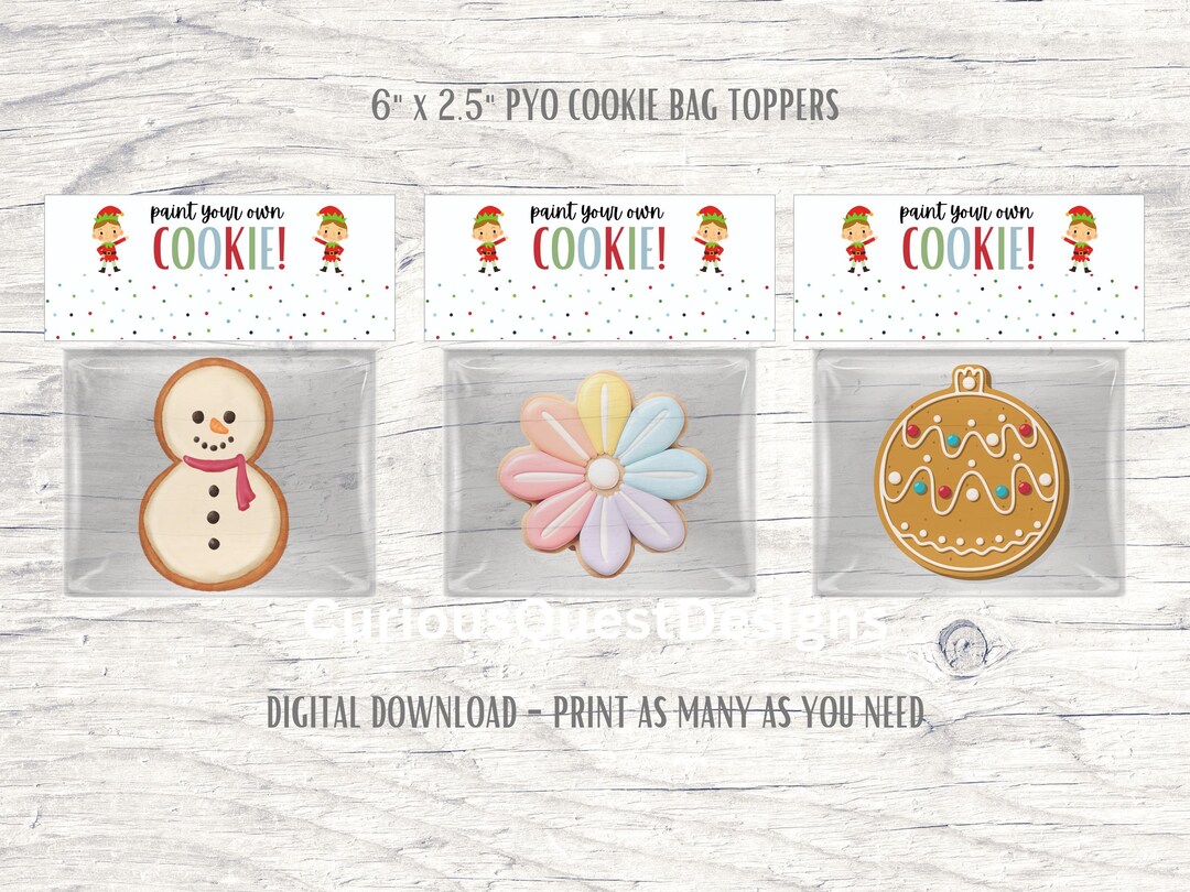 PYO Cookie Bag Toppers. 6" X 2.5" Paint Your Own Cookie Topper ...