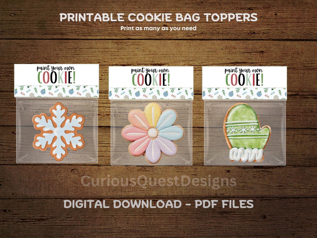 Paint Your Own Cookie Bag Toppers. Printable Treat Bag Toppers. PYO ...