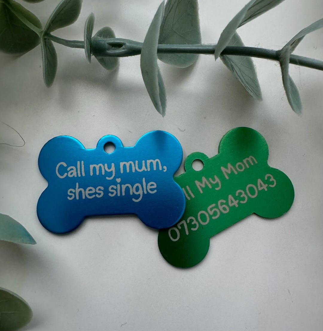 Personalised Dog Name Tag Engraved Pet ID Tag Personalised Dog Collar ...