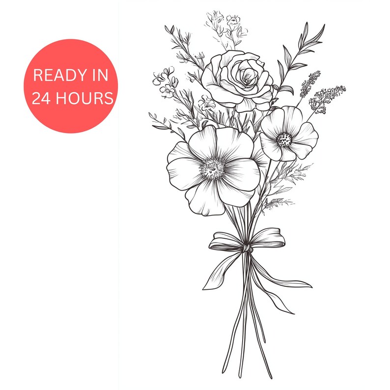 Birth Flower Tattoo Bouquet, Birthflower Tattoo, Birth Flowering Tattoo, Customized Birth Flower ...