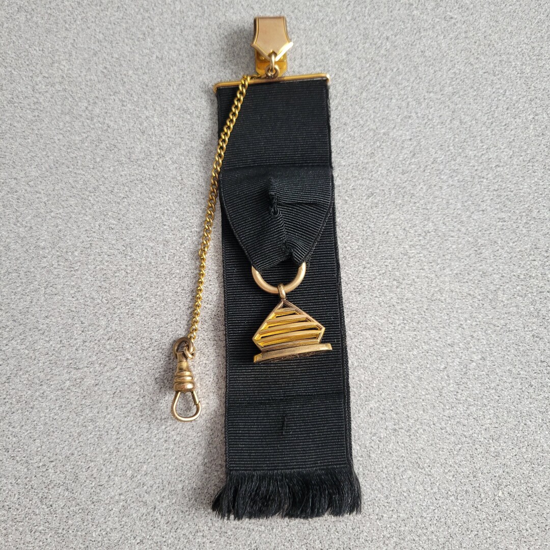 Antique Art Deco Gold Filled Black Ribbon Pocket Watch Seal Fob by ...