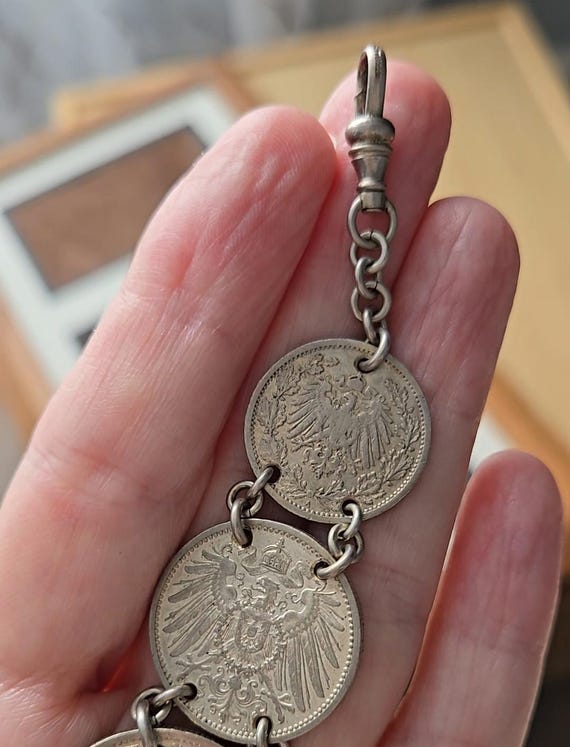 Antique German Edwardian era coin fob with sterling s… - Gem
