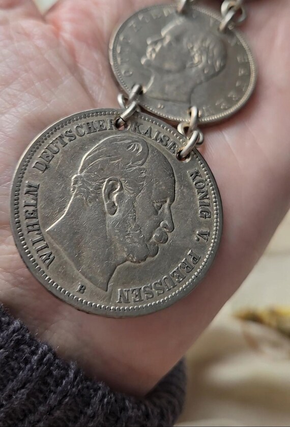 Antique German Edwardian era coin fob with sterling s… - Gem