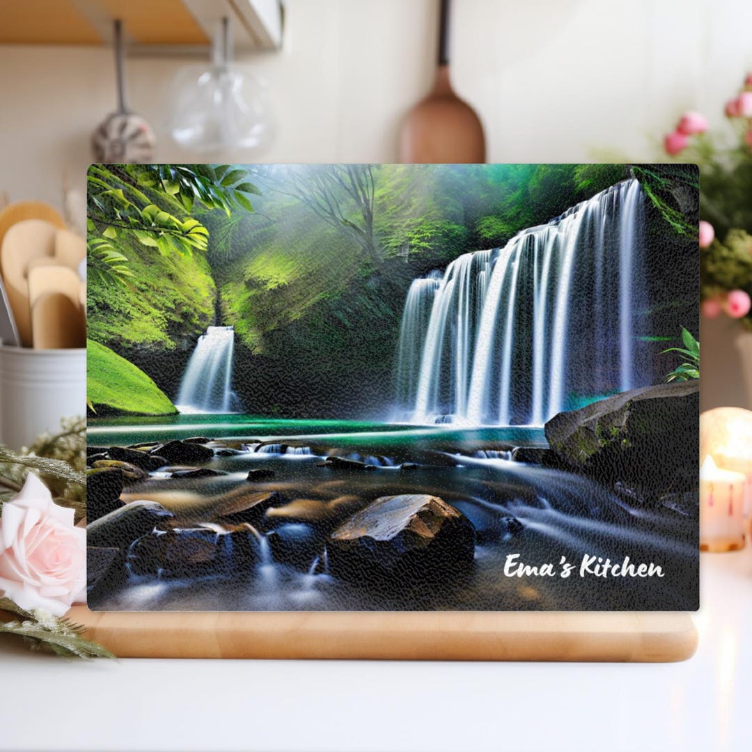 Personalized Waterfall Glass Cutting Board: Custom Kitchen Decor - Etsy