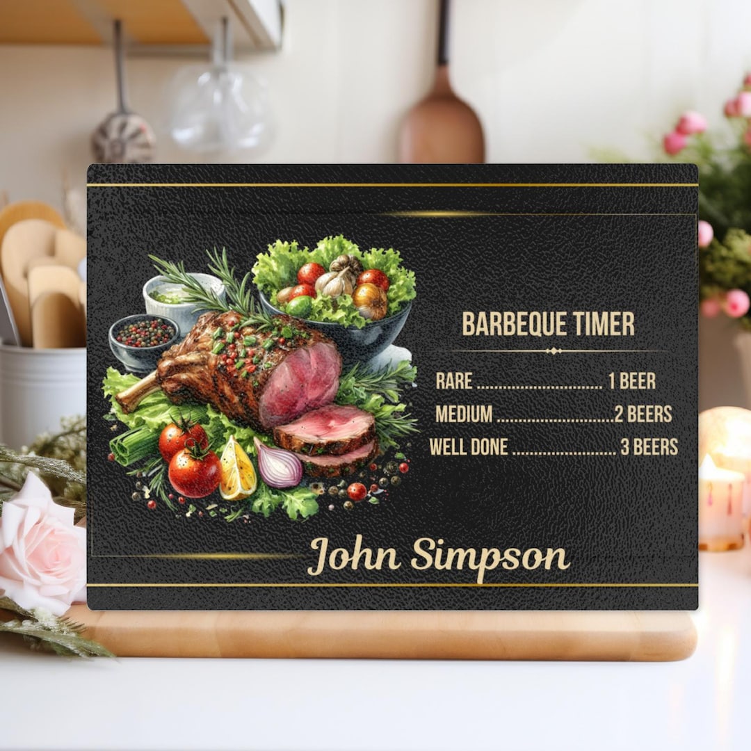 Personalized BBQ Timer Cutting Board: Beer Themed Grill Guide - Etsy