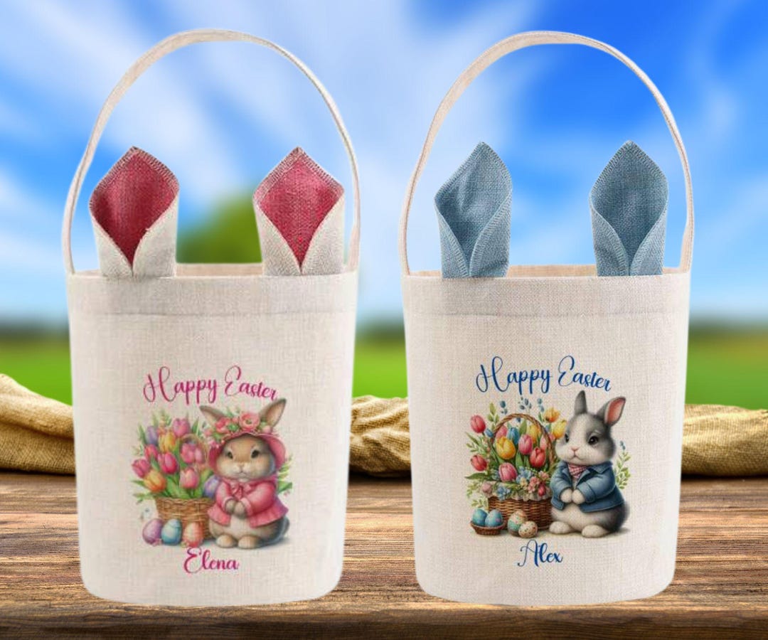 Personalised Easter Bunny Bag, Easter Basket, Easter Sack, Easter Egg Hunt Bag, Easter Gift, Boy ...