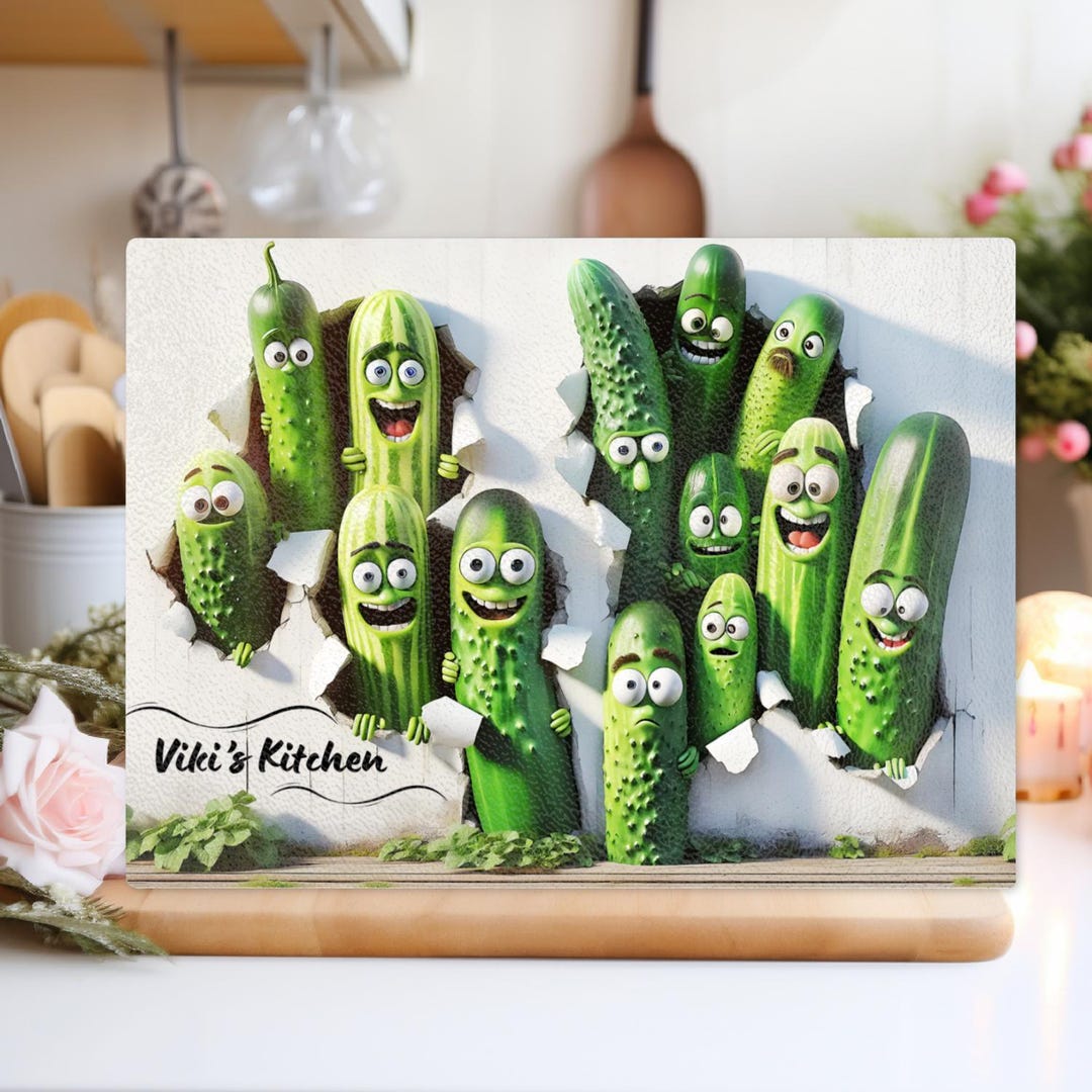 Personalised Funny Pickle Glass Chopping Board, Pickle Kitchen Decor ...