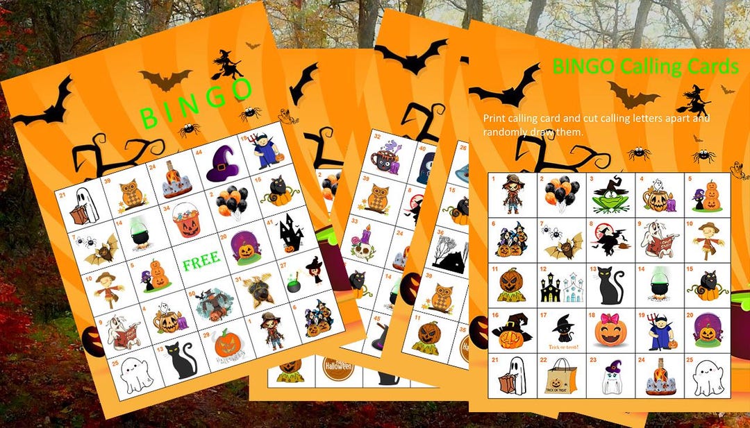 Halloween Bingo, Party Game, Printable Halloween Bingo Cards, 10 Unique ...