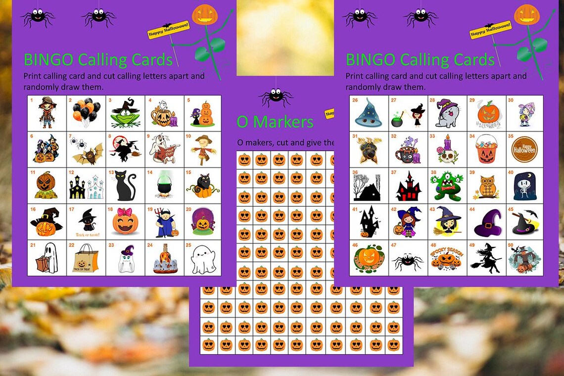 Halloween Bingo, Party Game, Printable Halloween Bingo Cards, 20 Unique ...