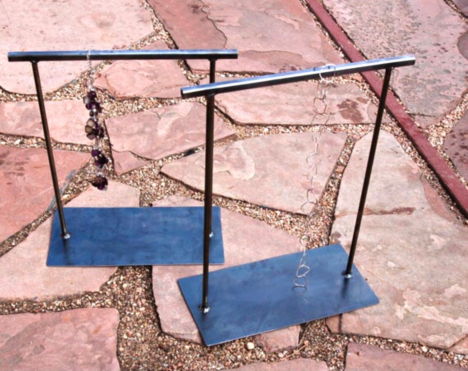 TALL Metal Jewelry Display Stand in Natural Steel Double - Etsy