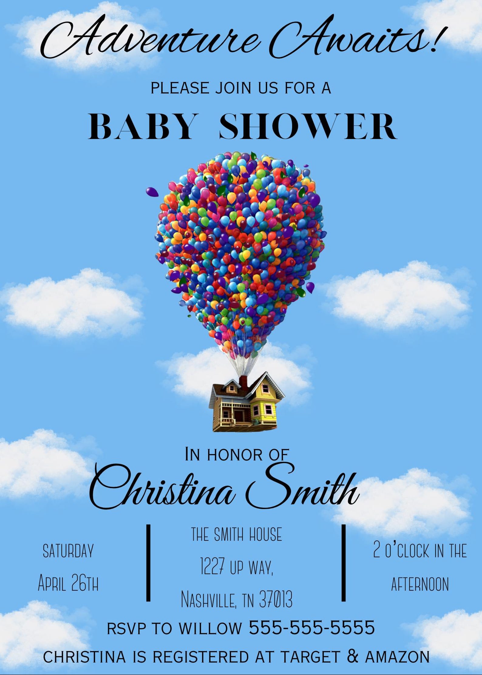 Up Themed Baby Shower Invitation - Etsy