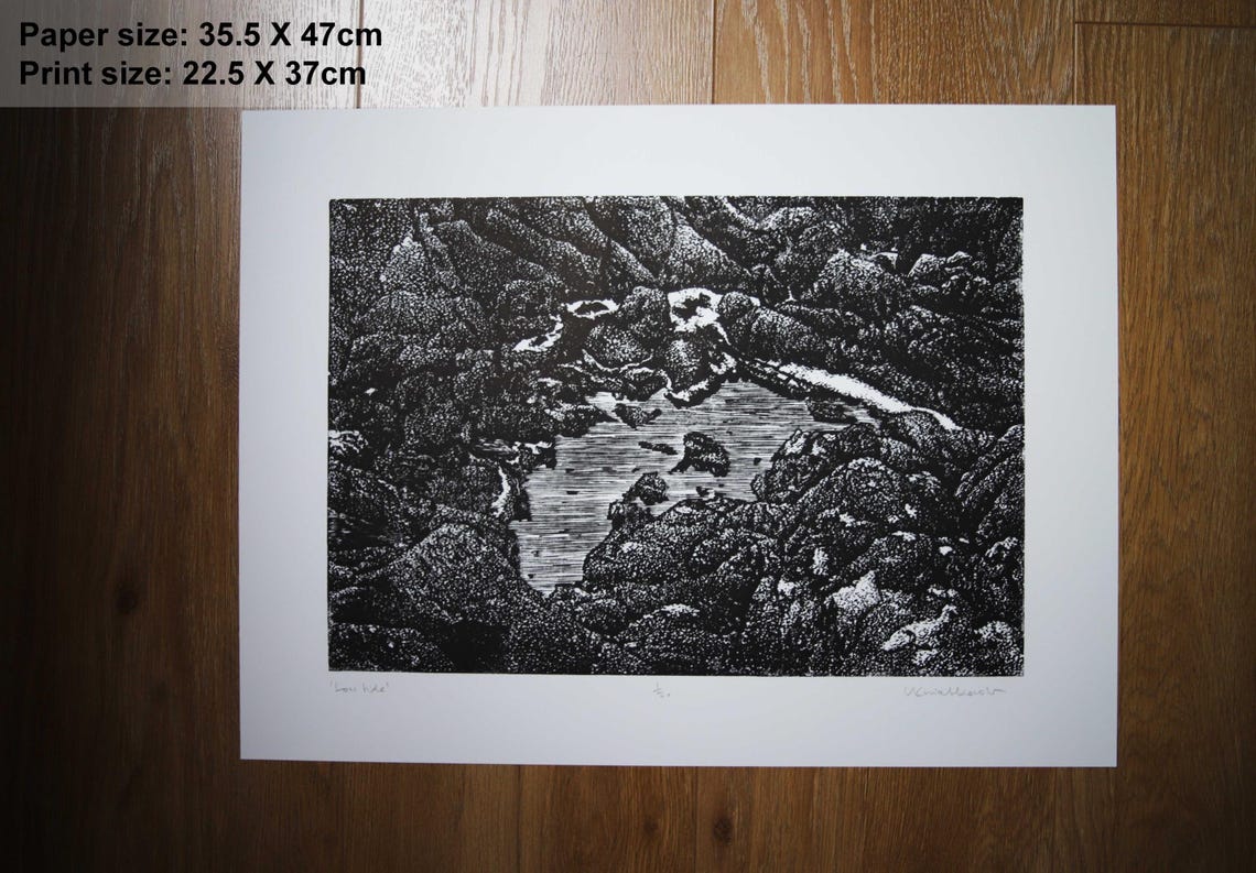 Low Tide. Original, Handmade Linocut, Relief Print, Limited Edition ...