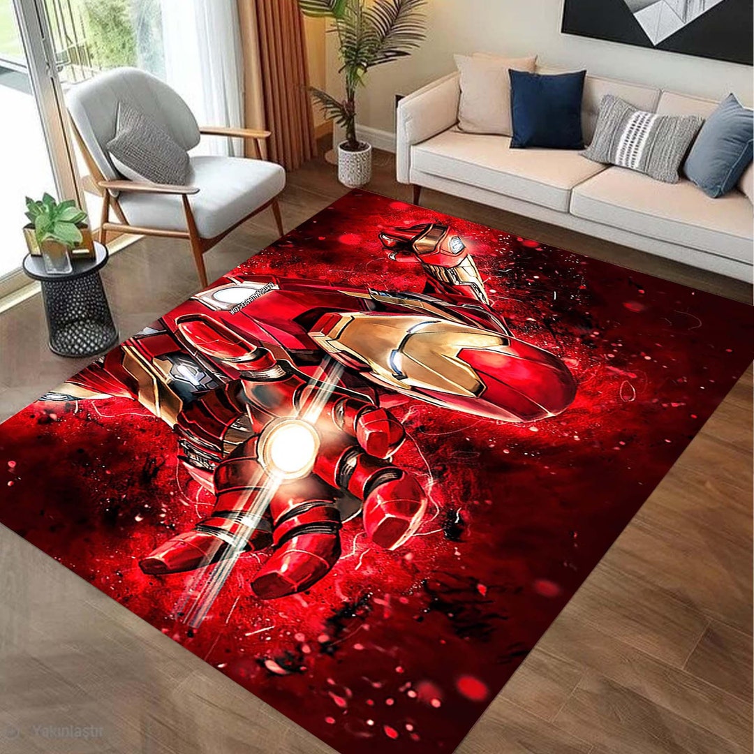 Red Iron Man Rug, Ironman Rug, Avenger Rug, Soft Rug, Non Slip Based ...
