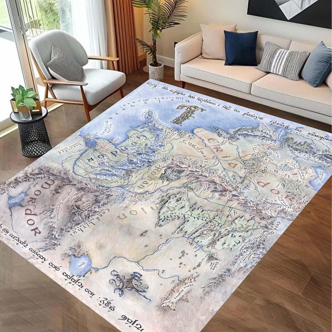 Map Rug, Lord of the Rings, Middle Earth Rug, Map Decor Rug, LOTR Map ...