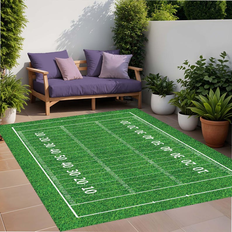 Football Field Area Rug, Sports Themed Carpet for Game Rooms, Kids ...