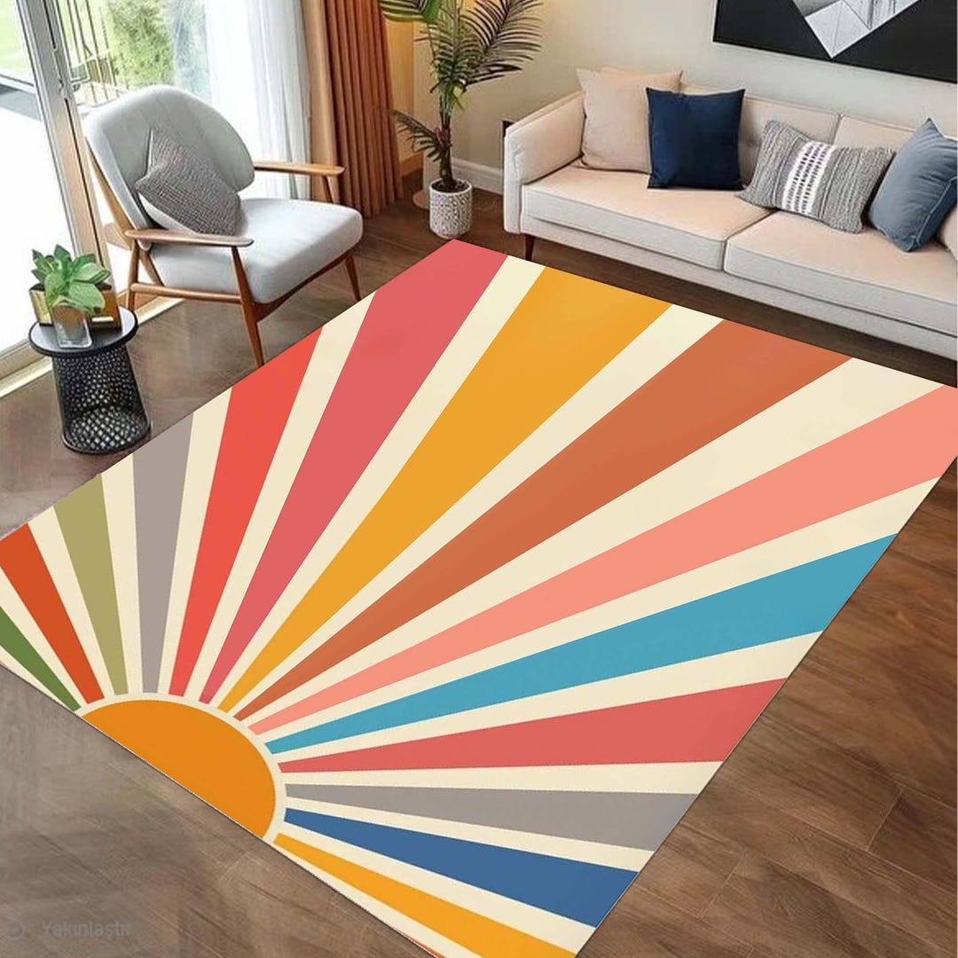 Sunset Rug, Sun Rug, Sun Decor Rug, Sun Printed Rug, Sun Pattern Rug ...