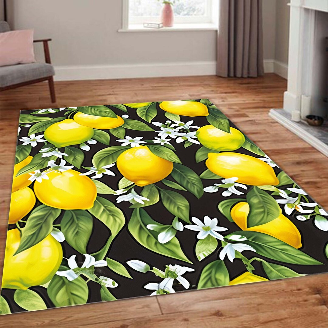 Lemon Rug, Lemon Tree Rug, 3d Printed Rug, Kids Room Rug, Soft Rug ...