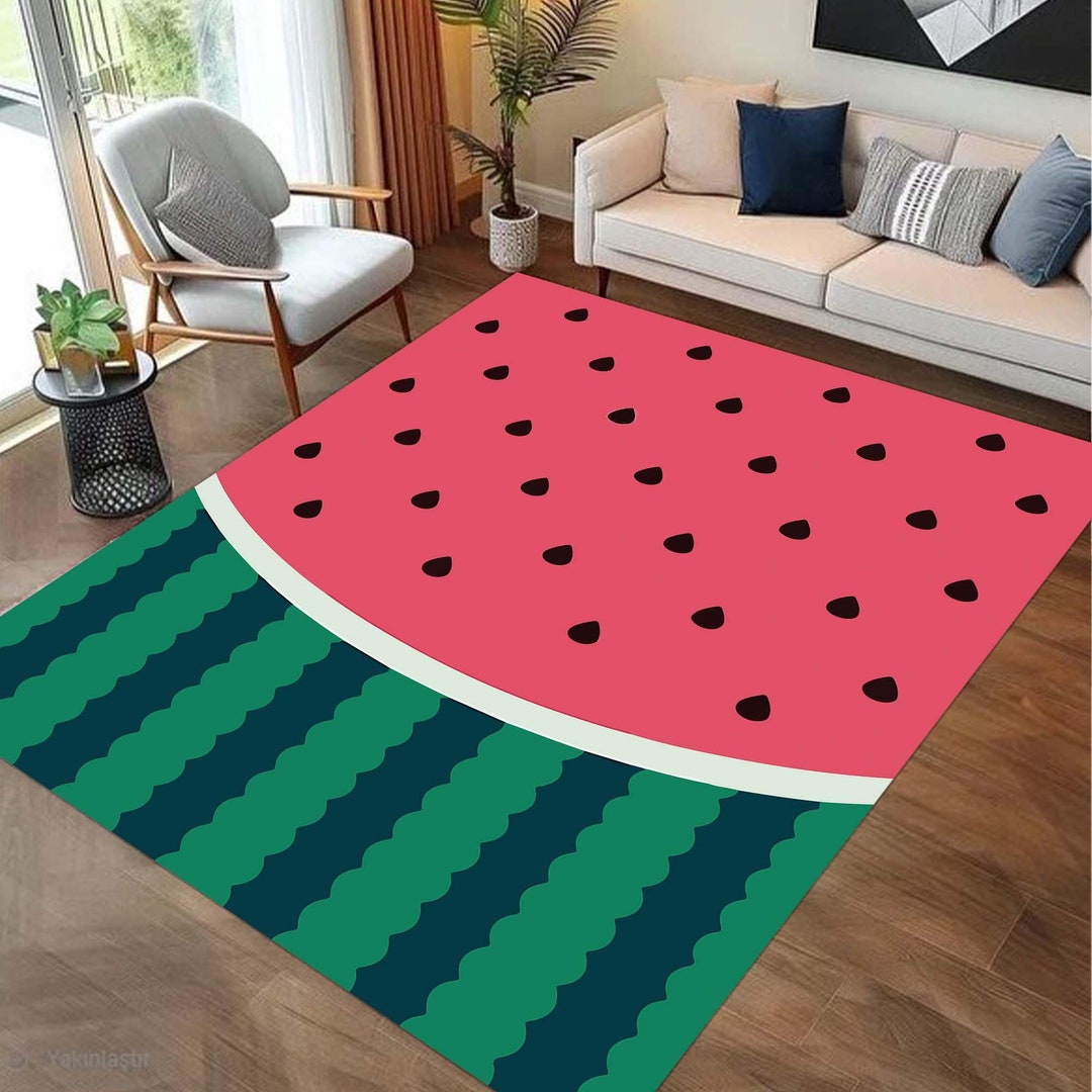 Watermelon Rug, Kitchen Rug Carpet, Fruit Decor Rug, Cute Nursery Play ...