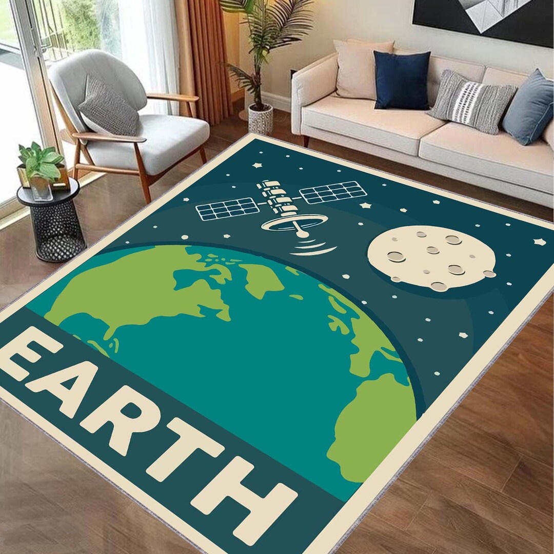 Earth Space Rug, NASA Inspired Planet Carpet, Astronaut Room Decor ...