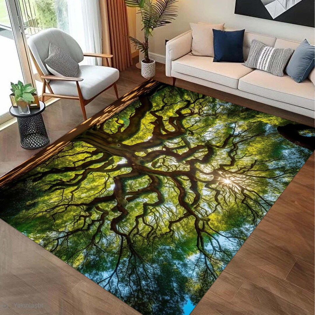 Tree of Life Rug, Green Rug, Life of Tree Rug, Ecological Rug, Botanic ...