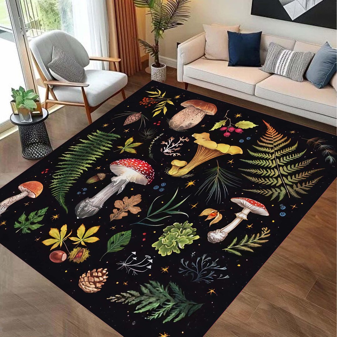 Mushroom Rug, Mushroom Decor Rug, Area Salon Rug, Small Rug, Bathmat ...