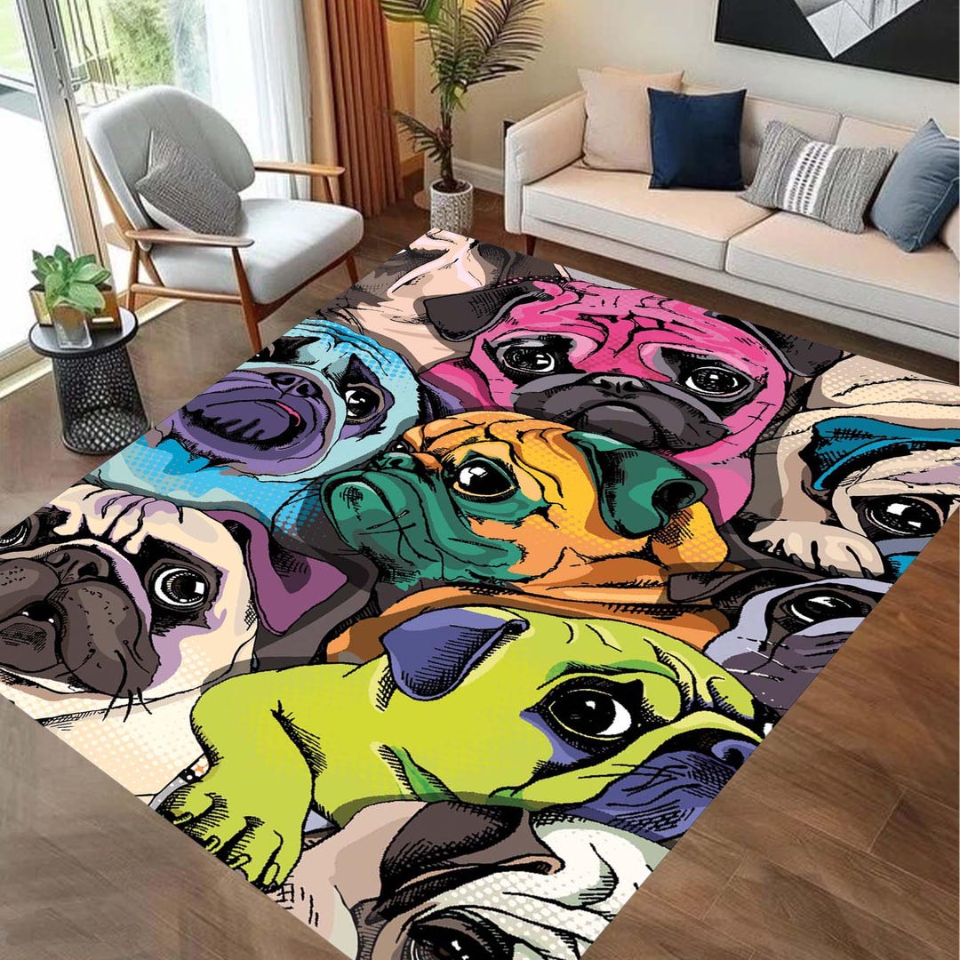 Colorful Dog Rug, Rainbow Dogs Rug, CUSTOM Pet Portrait Rug, Pet ...
