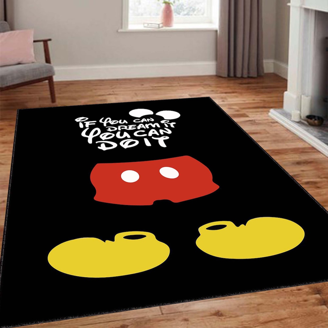 Mickey Mouse Inspired Rug, Kids Room Decor Rug, Cartoon Area Rug, Non ...