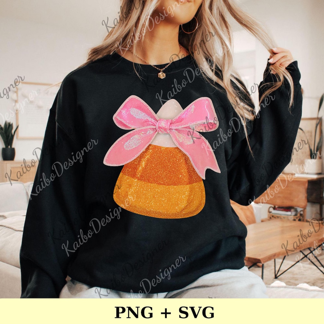Glitter Candy Corn PRINT Png, Preppy Pink Halloween Svg, Girly Coquette ...