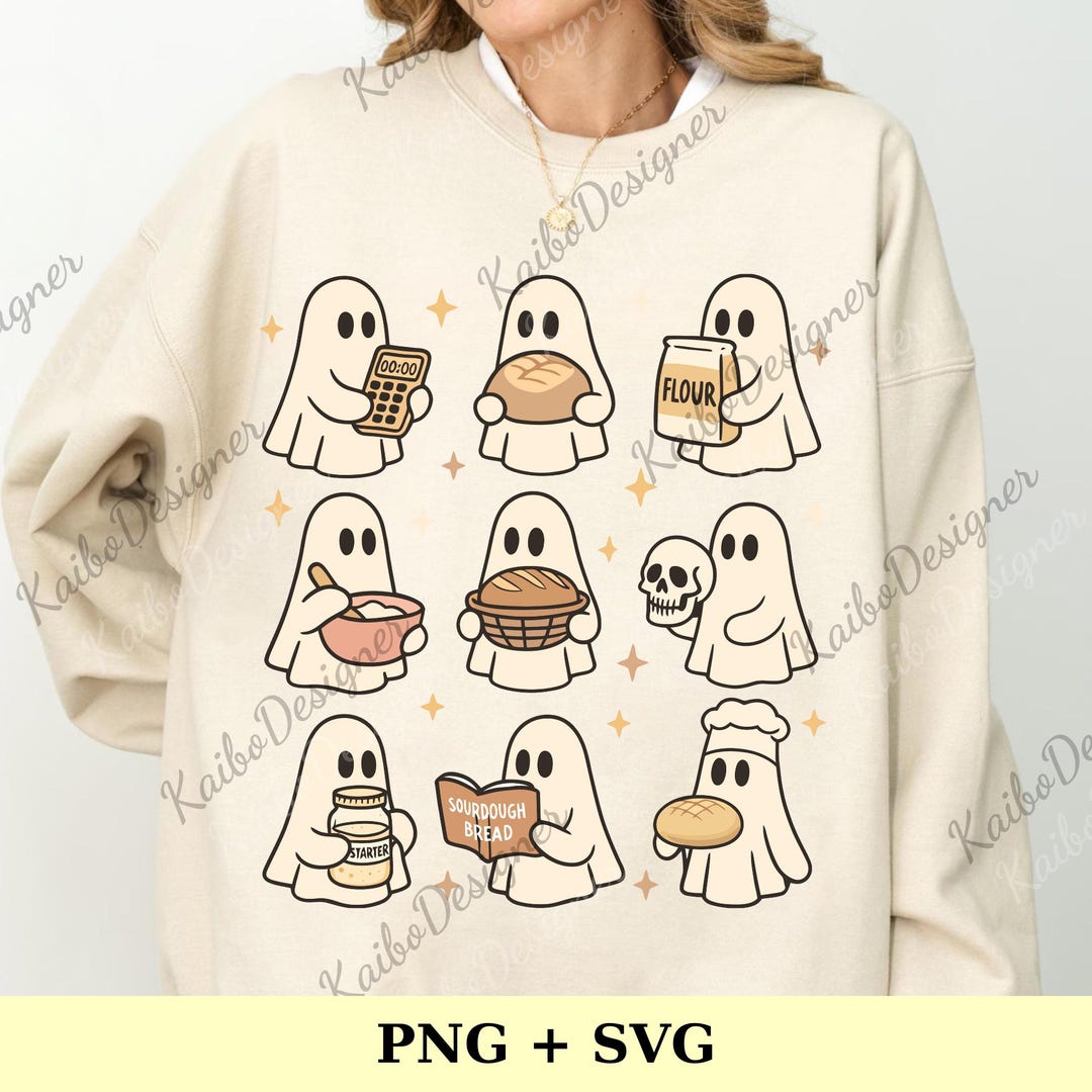 Ghost Baking Sourdough Png, Sourdough Bread Halloween Svg, Funny Ghosts ...