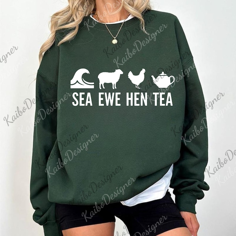 Sea Ewe Hen Tea Rebus Puzzle Png, Funny Phonetic Joke Png, Word Play ...
