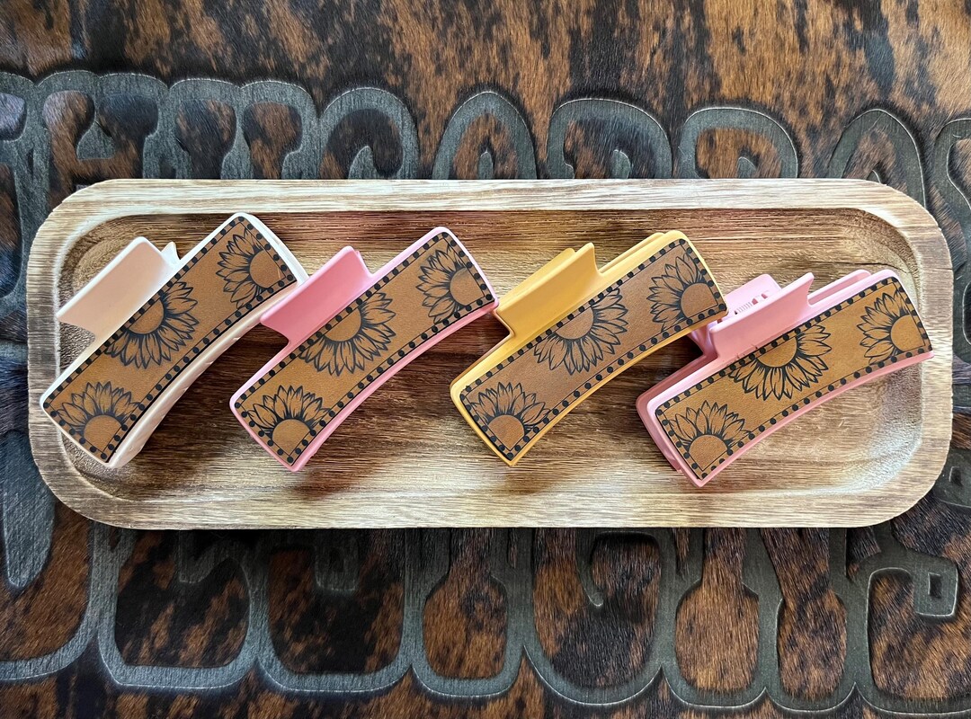 Sunflower Claw Clips Laser Engraved - Etsy