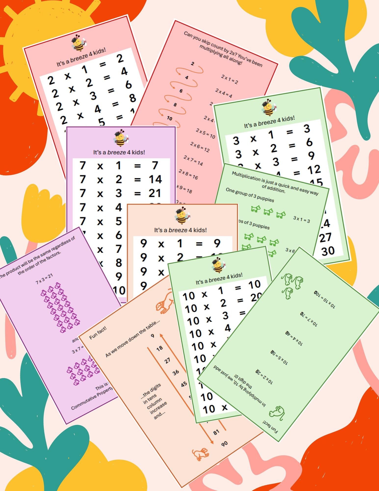 Tarjetas didácticas de multiplicación - Etsy México